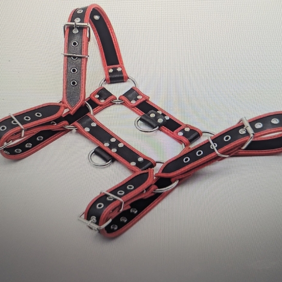 Accessories | Red And Black Faux Leather Harness One Size Fits Allmost ...
